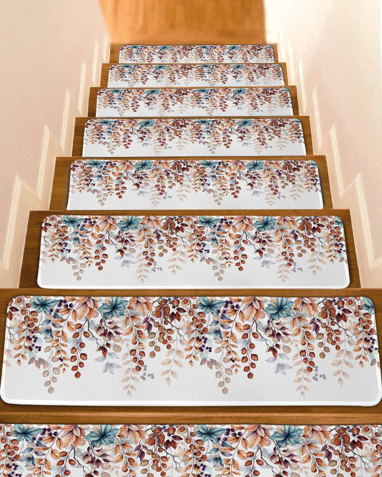 Brown Eucalyptus Fall Stair Treads for Wooden Steps Indoor Runner Rug ...