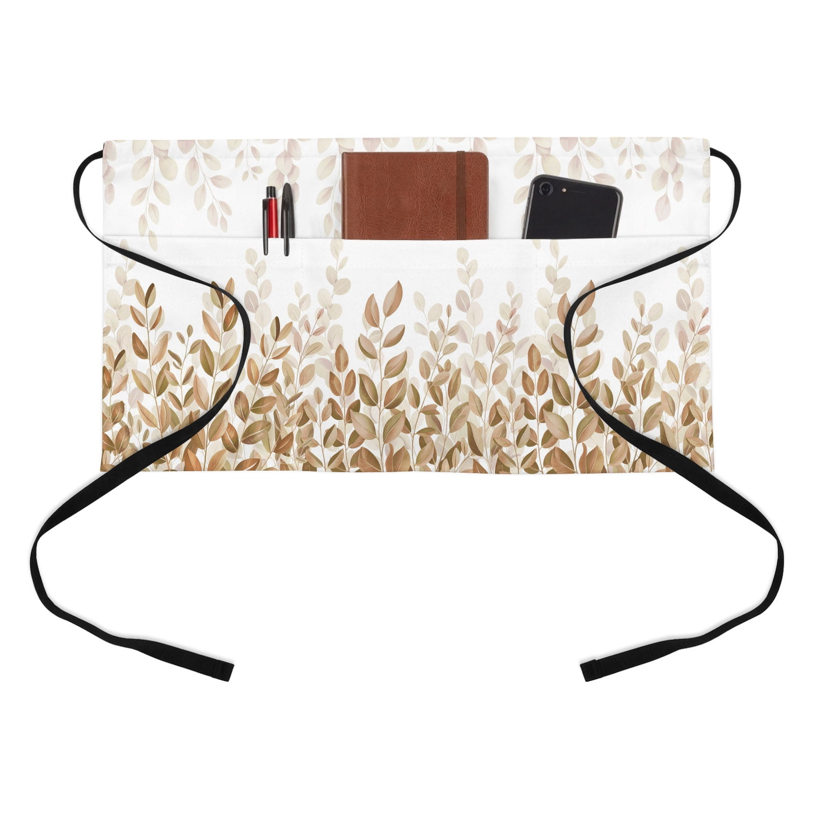 Brown Eucalyptus Half Waist Apron Retro Fall Watercolor Leaves Plants ...