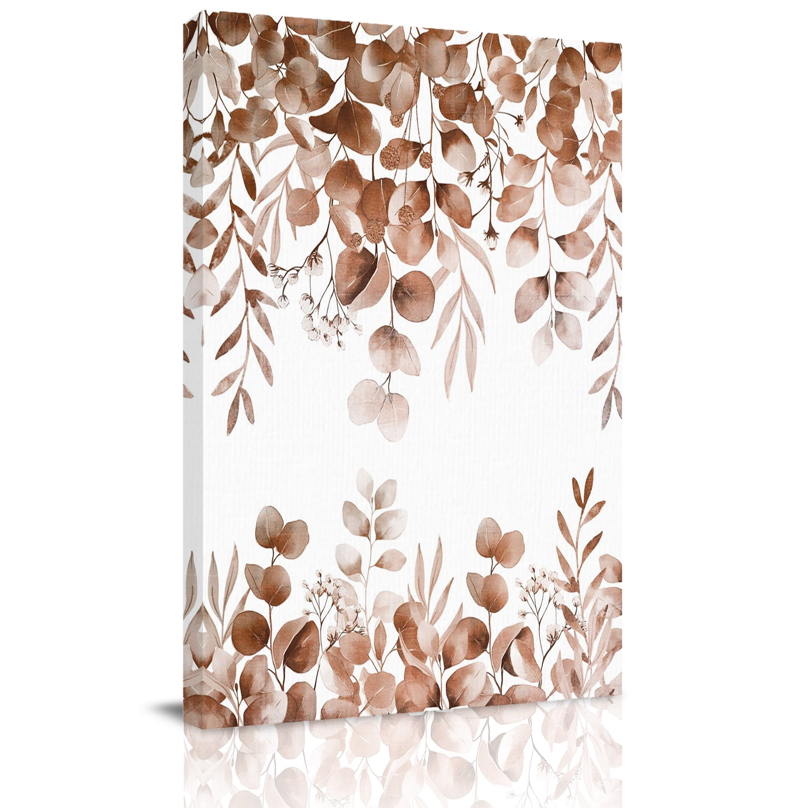 Brown Eucalyptus Leaves Canvas Wall Art for Living Room, Watercolor ...