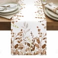 Brown Eucalyptus Leaves Cotton Linen Table Runner Farm Plants Country ...