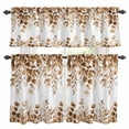 Brown Eucalyptus Leaves Kitchen Curtains Set for Windows, Spring Summer ...