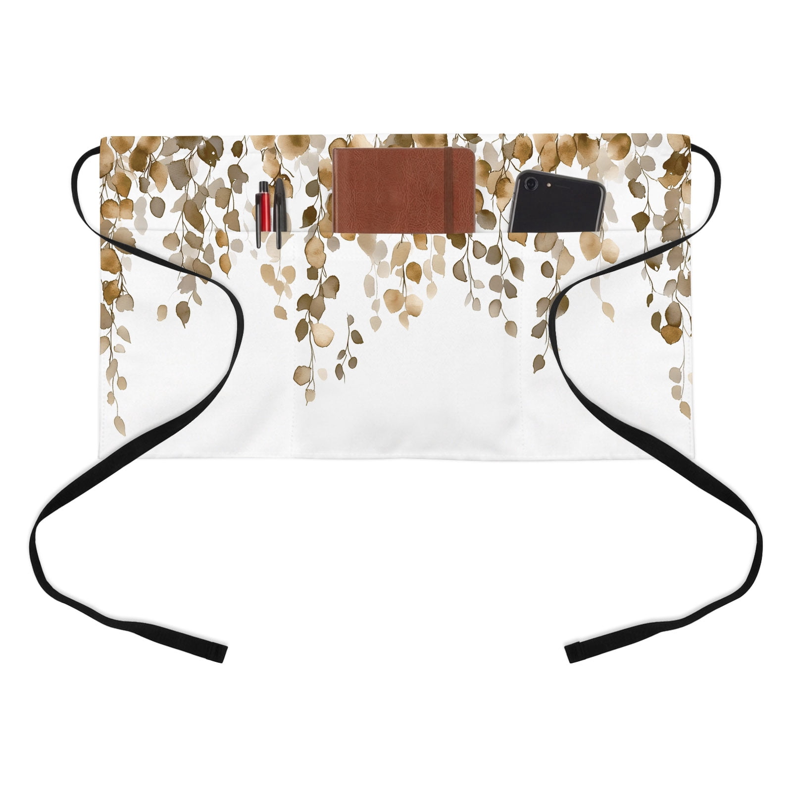 Brown Eucalyptus Leaves Kitchen Restaurant Half Waist Apron, Watercolor ...