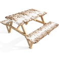 Brown Eucalyptus Leaves Picnic Table Cover with Bench Covers Spring ...