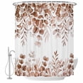 Brown Eucalyptus Leaves Shower Curtain for Bathroom, Watercolor Spring ...