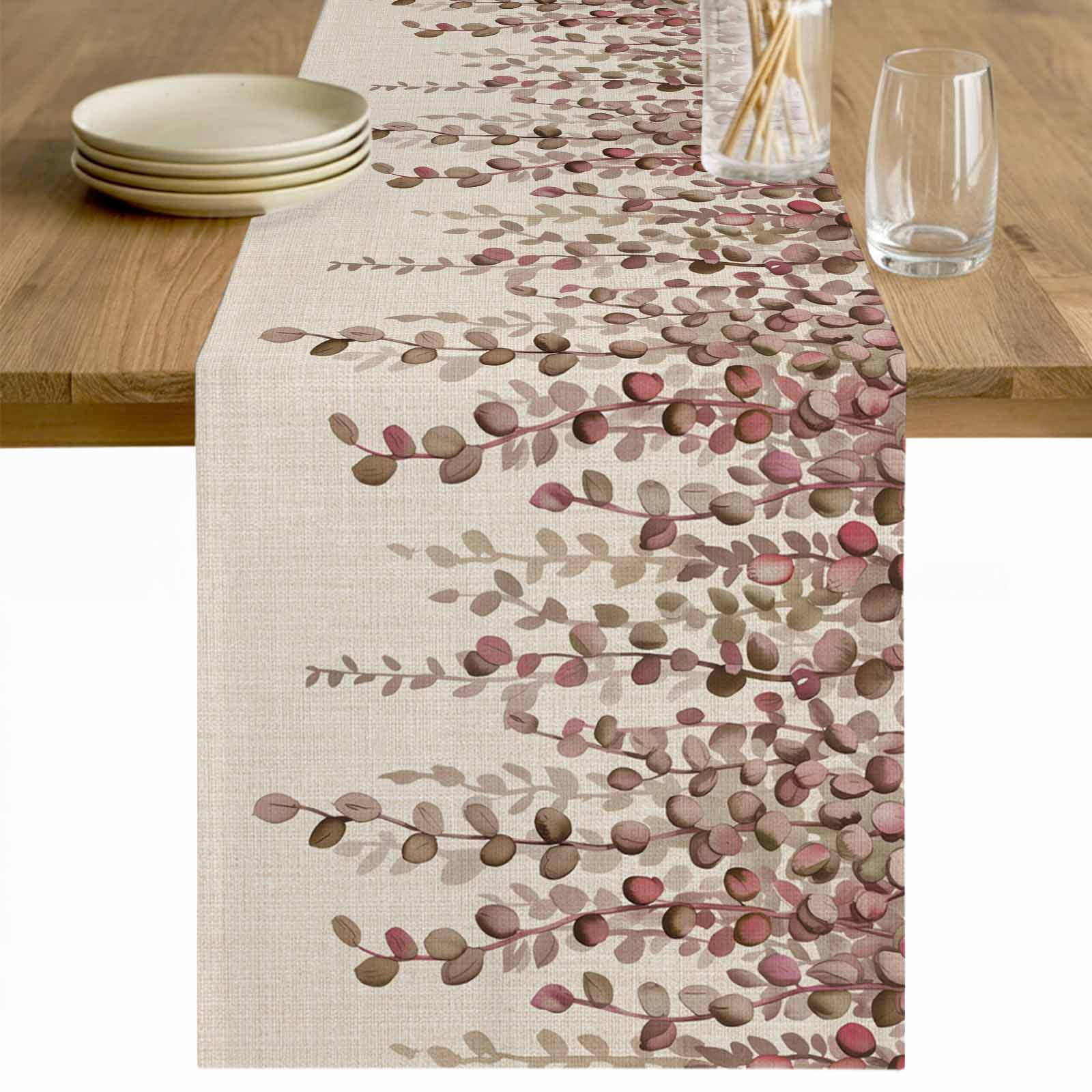 Brown Eucalyptus Leaves Table Runner 36 Inches Long Farmhouse Dress ...