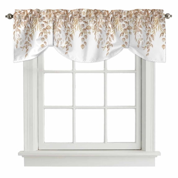 Brown Eucalyptus Leaves Tie Up Valance Curtains Summer Farmhouses ...