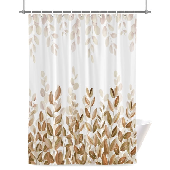 Brown Eucalyptus Shower Curtains for Bathroom, Retro Fall Watercolor ...