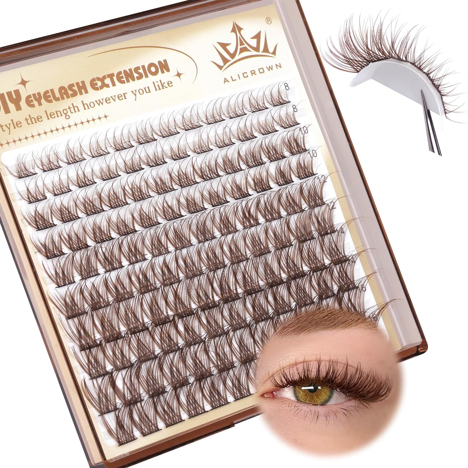 Brown Eyelash Extensions Brown Lash Clusters 100D 190Pcs Fluffy ...