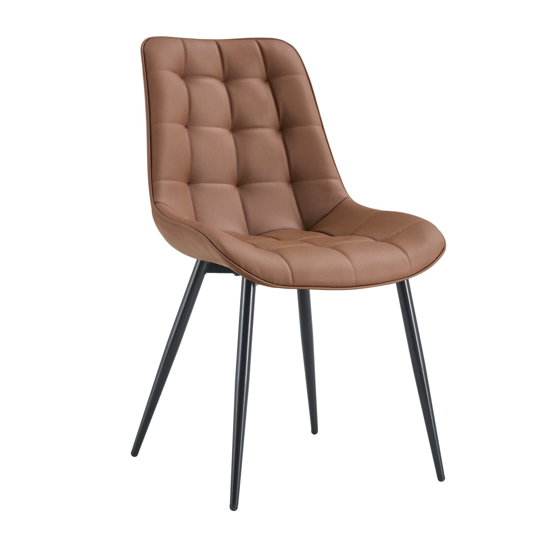 Brown Fabric Dining Chair With Eye-catching Grid Pattern - For Daily ...