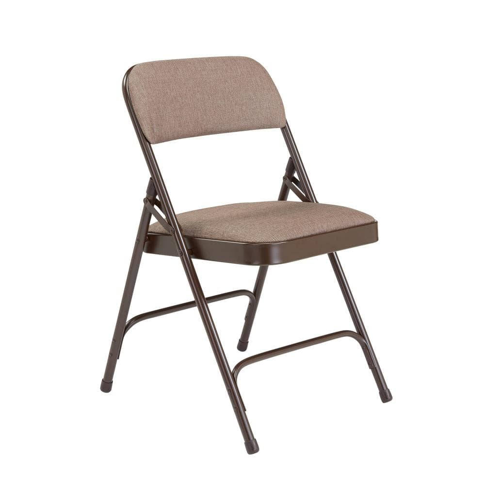 Brown Fabric Padded Seat Stackable Folding Chair (Set of 4) - Walmart.com
