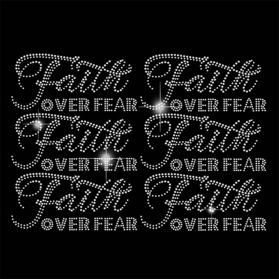 Brown Faith Over Fear Rhinestone Iron on Hotfix Heat Transfer Decal ...