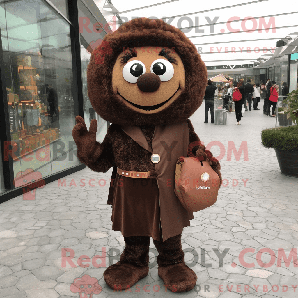 Brown Falafel REDBROKOLY mascot costume character dressed with a ...