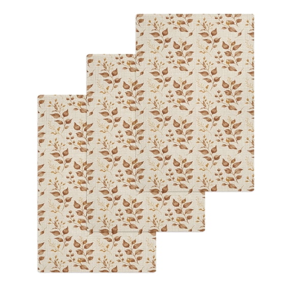 Brown Fall Leaves Kitchen Dish Towels for Drying Dishes Set of 3 ...