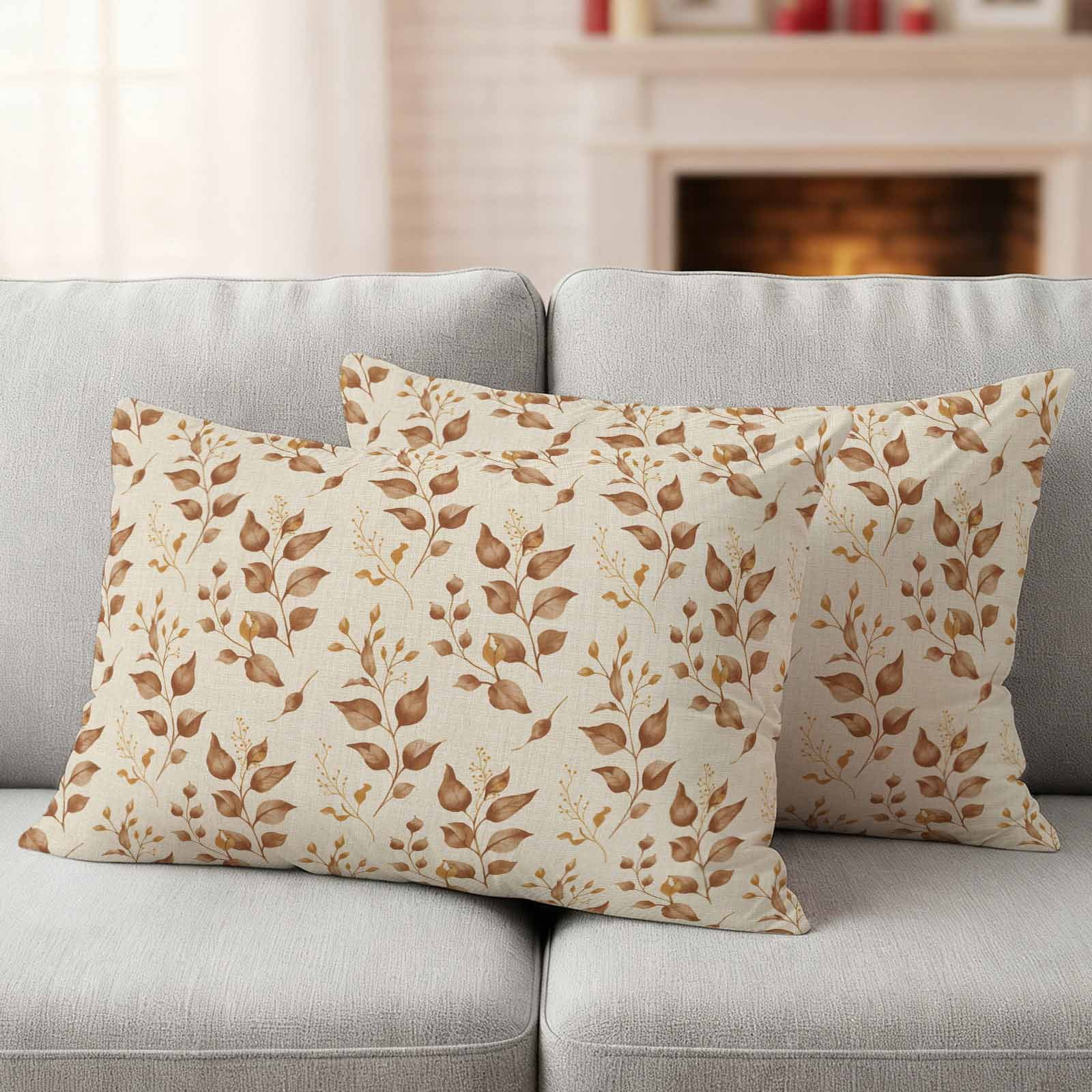 Brown Fall Leaves Outdoor Waterproof Throw Pillow Covers 20x12 Set of 2 ...