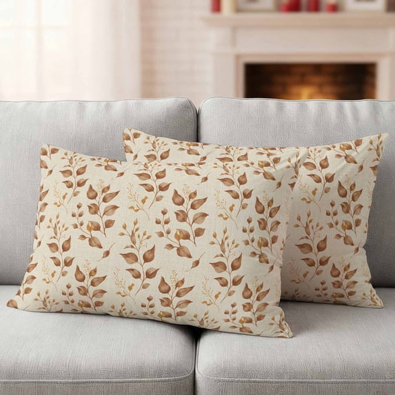 Brown Fall Leaves Outdoor Waterproof Throw Pillow Covers 20x12 Set of 2 ...