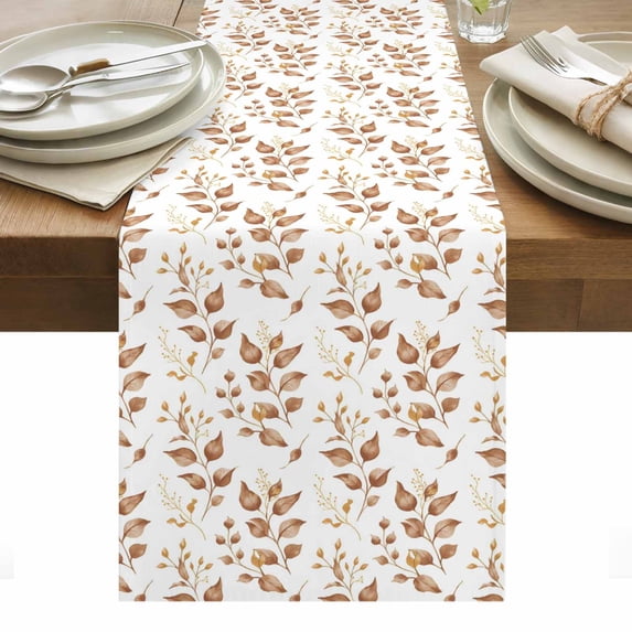 Brown Fall Leaves Table Runner - 70 Inch Long, Kitchen Dining Table ...