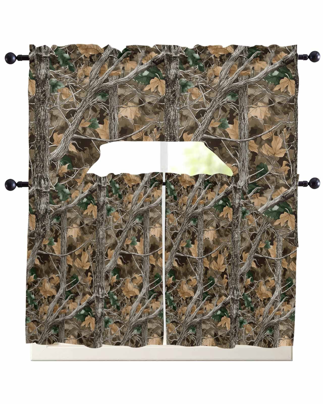 Brown Fall Maple Leaves Swag Curtains for Living Room/Bedroom Windows ...