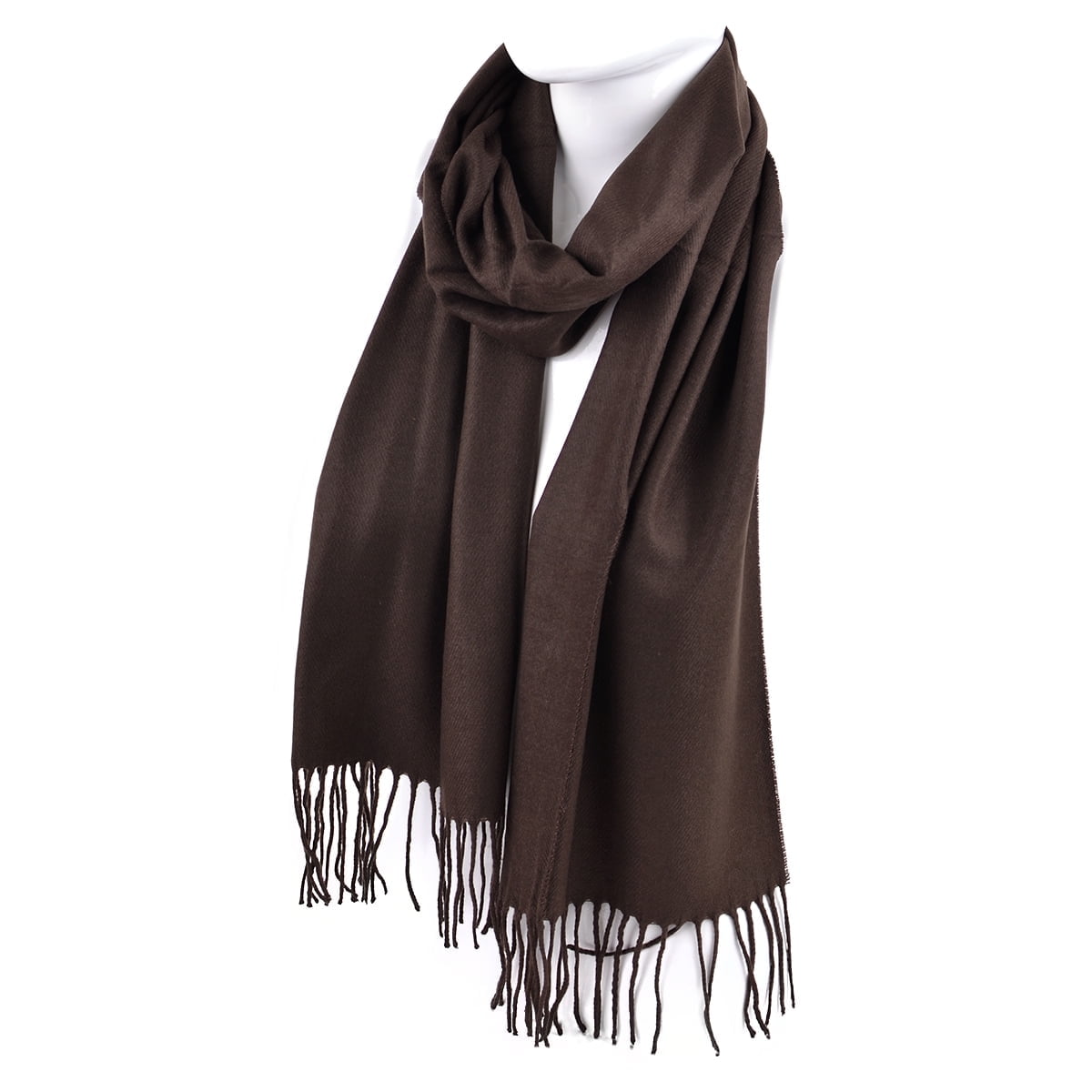 Brown Fall/Winter Scarf for Men & Women-Solid Color Soft Feel Acrylic ...