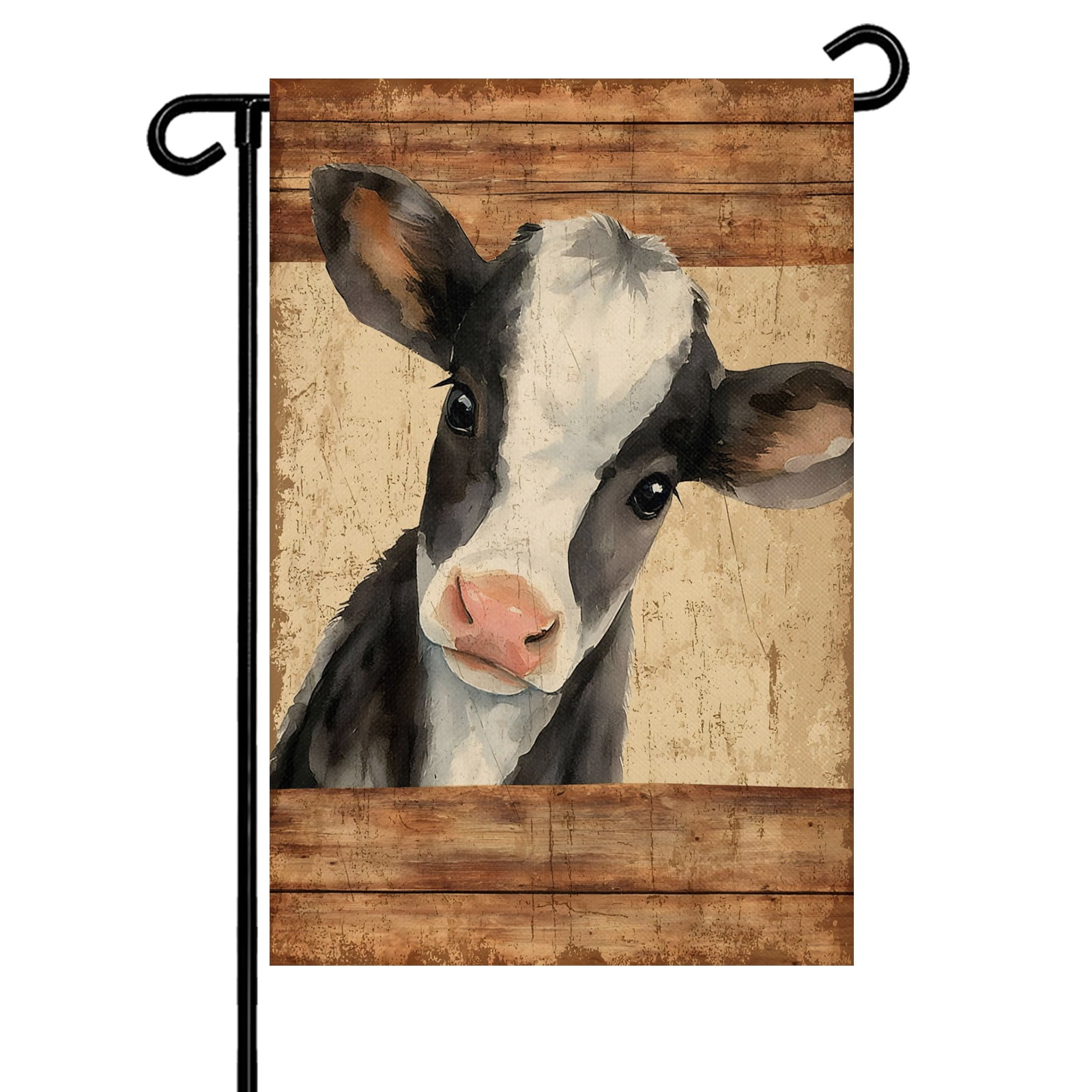 Brown Farm Cow Garden Flag 28x40 Inch Country Vintage Farmhouse Cow ...