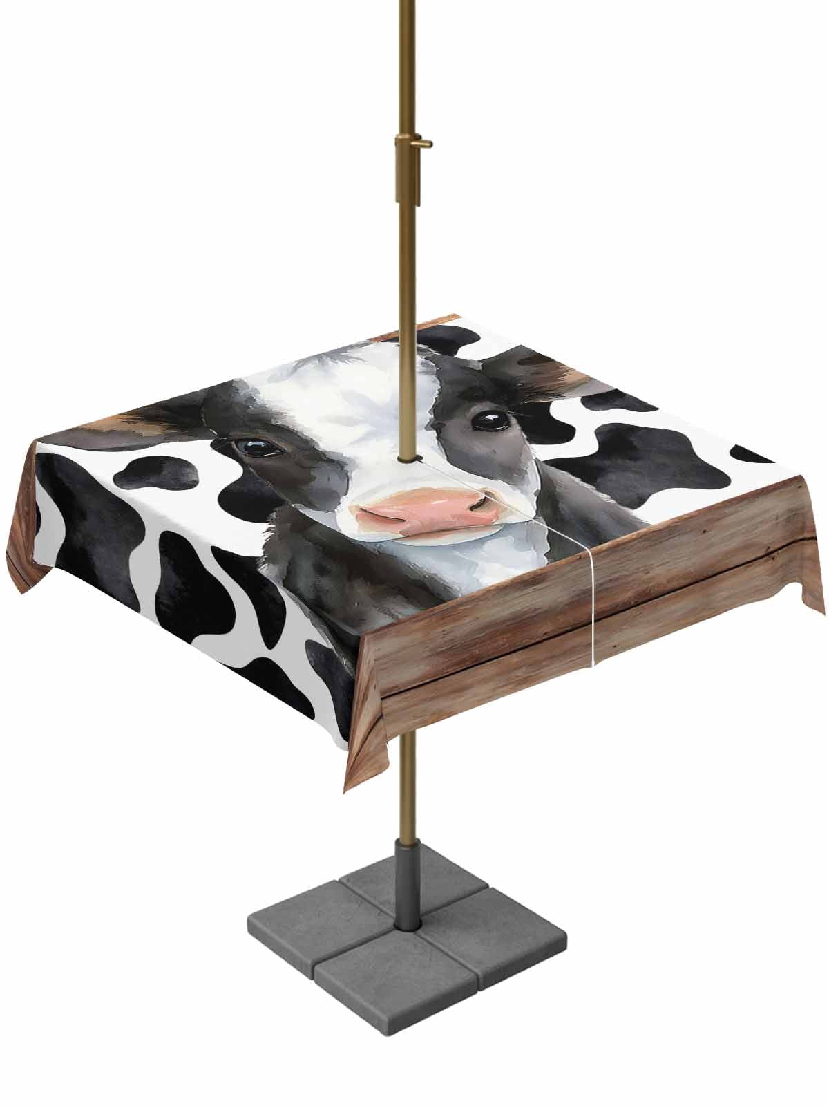 Brown Farm Cow Square Outdoor Tablecloth with Umbrella Hole Country ...