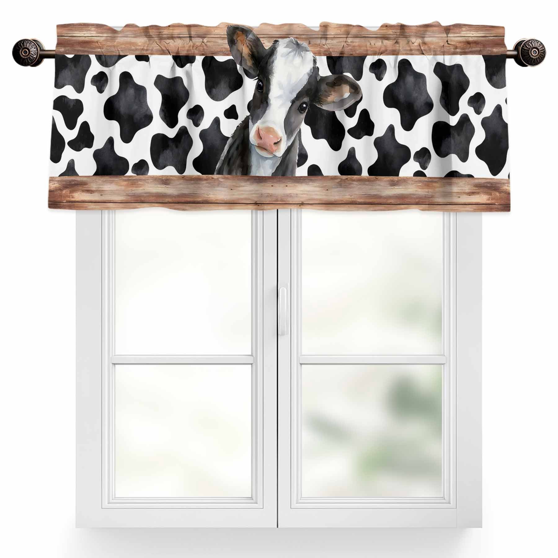 Brown Farm Cow Valances for Windows Country Vintage Farmhouse Black ...
