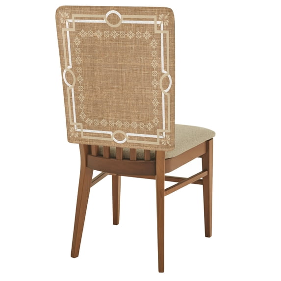 Brown Farmhouse Chair Back Covers Set of 8 Linen Texture Geometric ...