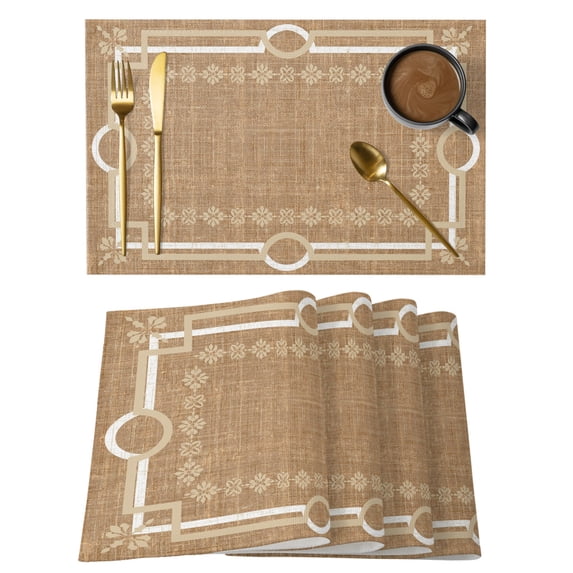 Brown Farmhouse Cotton Linen Placemats Set of 8, Linen Texture ...