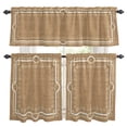 Brown Farmhouse Kitchen Curtains Valances 3 Piece Set, Linen Texture ...