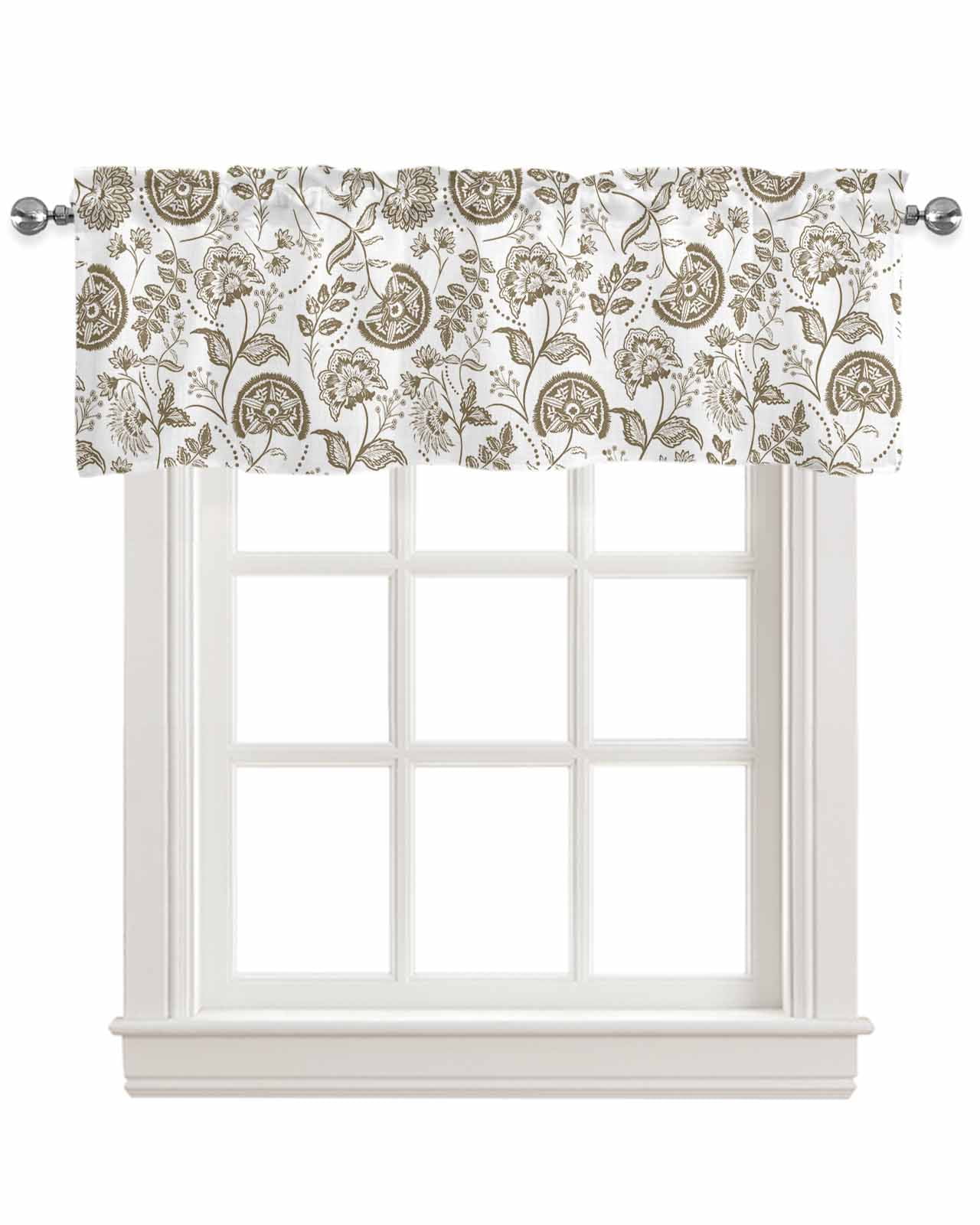 Brown Farmhouse Kitchen Valances for Windows Farmhouse Linen Window ...