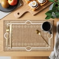 Brown Farmhouse Placemats Set of 6, Linen Texture Geometric Lines ...
