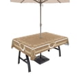 Brown Farmhouse Rectangle Outdoor Tablecloth with Umbrella Hole Linen ...