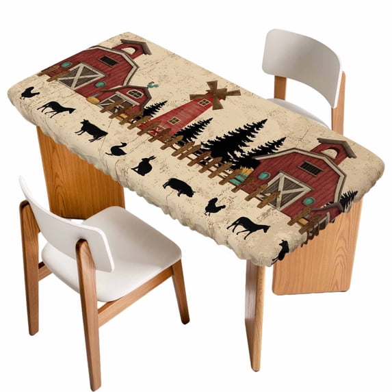 Brown Farmhouse Table Cloths for 4 Foot Rectangle Tables, Vintage ...