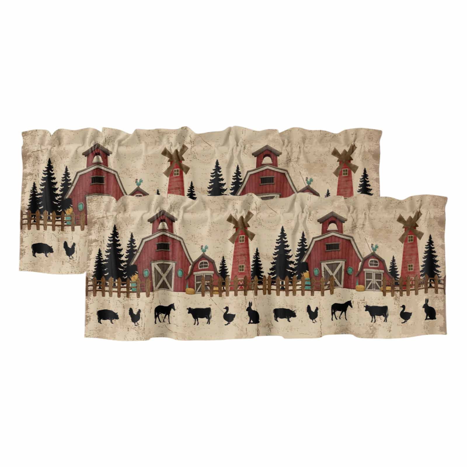 Brown Farmhouse Valances for Windows, Decorative Rod Pocket Window ...