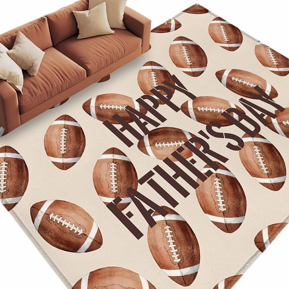 Brown Father's Day Area Rug 5x8 Washable Rug Non Slip Brown Football ...