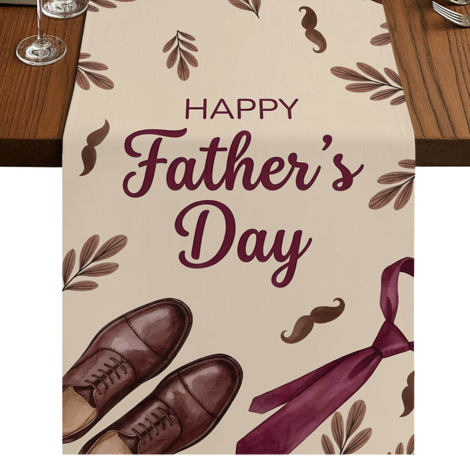Brown Father's Day Burlap Cotton Table Runner 13x120 Inches Long ...