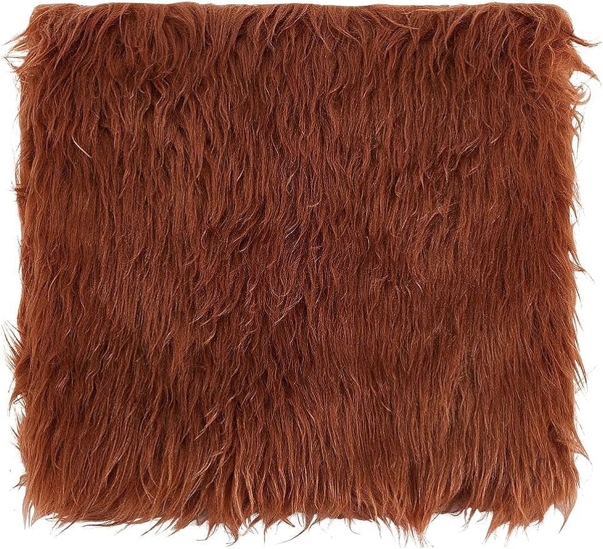 Brown Faux Fur Fabric 15.75x15.75 Inch Soft Plush Shaggy Squares Pre ...