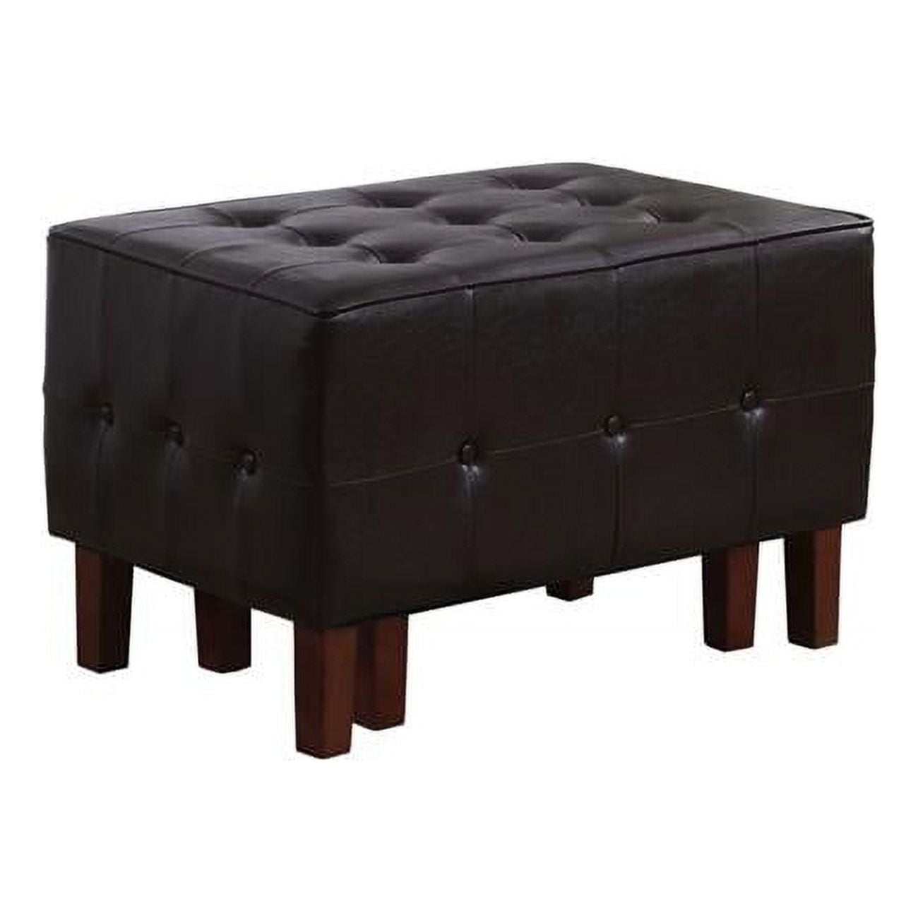 Brown Faux Leather Tufted Stackable Ottomans - Set of 2 - Walmart.com