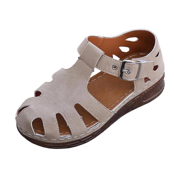 Brown Female Casual Peep Toe Sandals With Hollowed-Out Wedge Platform ...