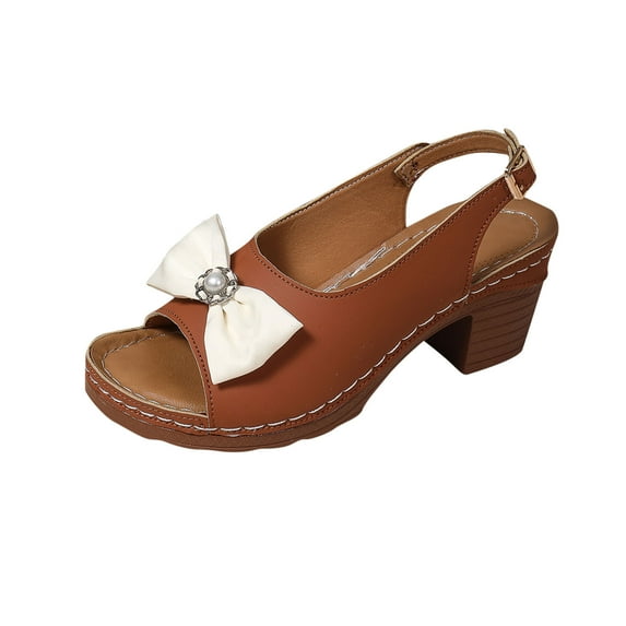 Brown Female Summer Casual Beach Sandals With Wedge Heel And Thick ...