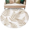 Brown Ferns Round Rug 7ft Washable Circle Rugs Non Slip Spring Summer ...