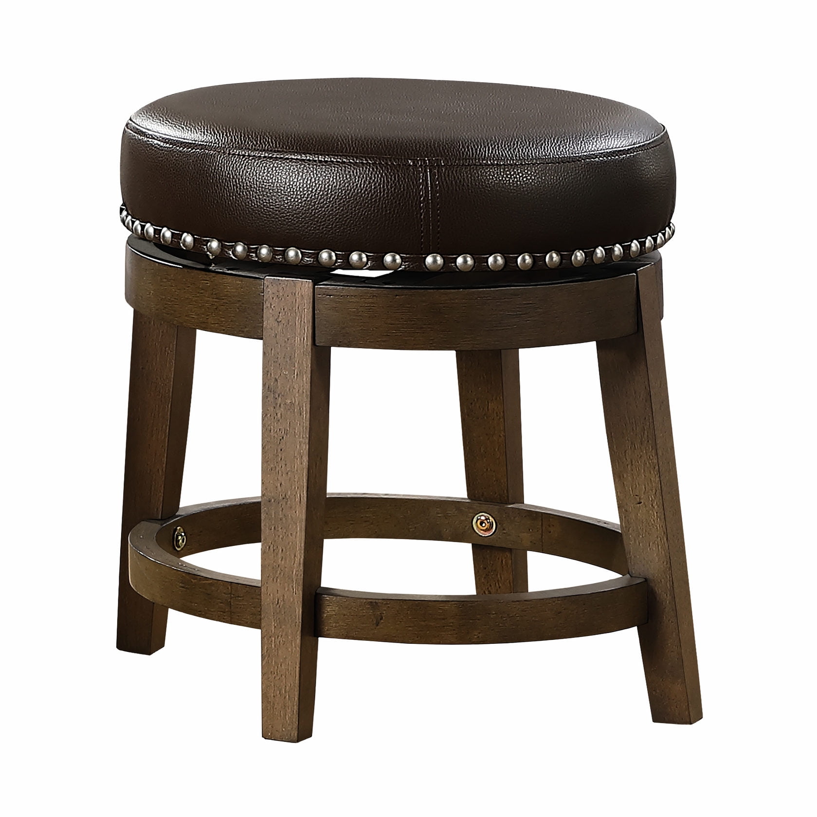Brown Finish Swivel Stools with Nailhead Design / For Casual Dining ...