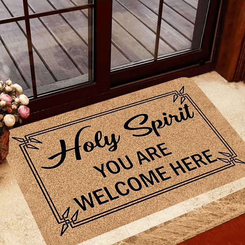 Brown Flannel Velvet Door Mat, 0.4inch Sponge Thick, Religious Welcome ...