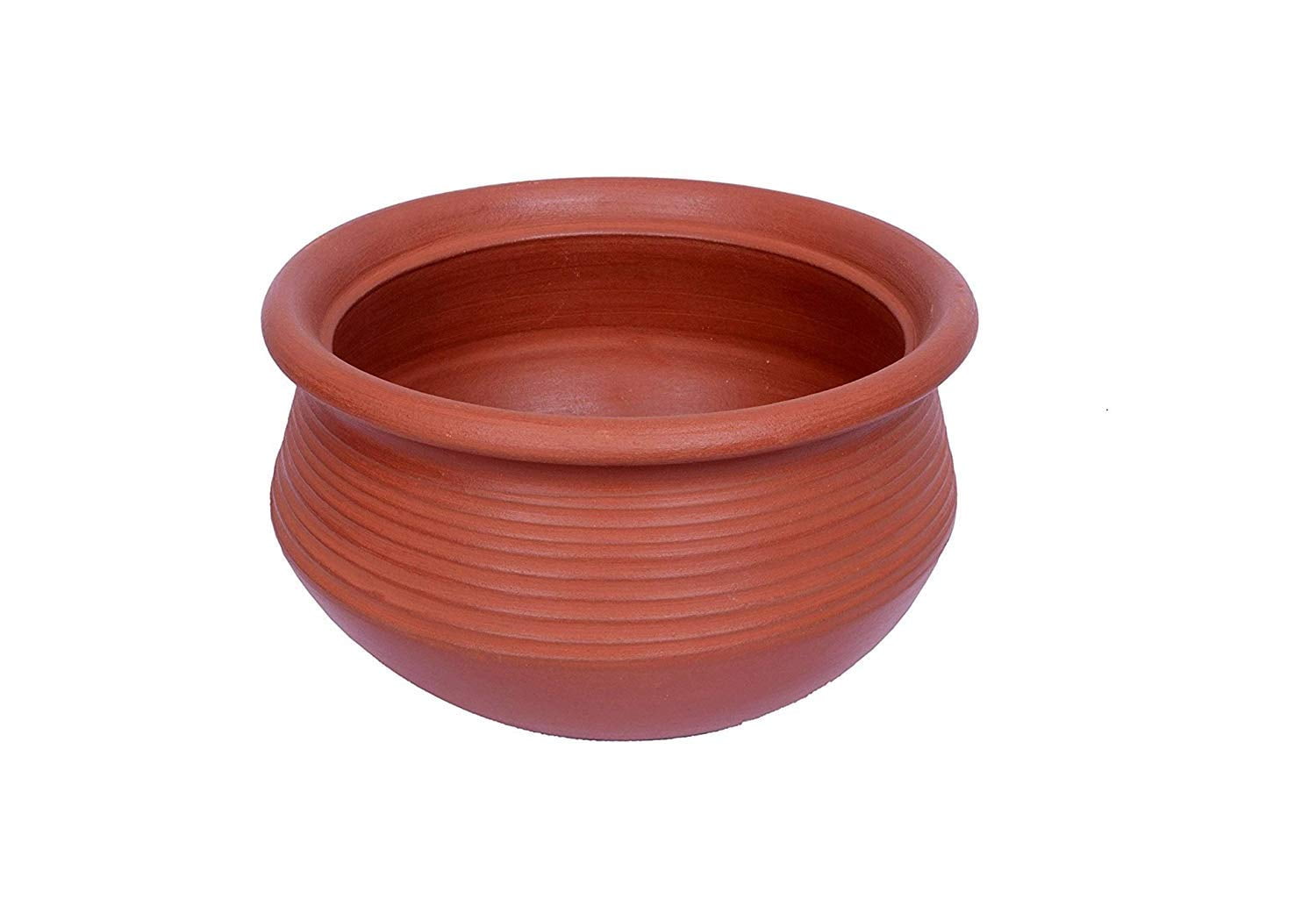 Brown Flat Bottomed Clay Handi 2 Liters | Clay Cooking Pot Earthen ...