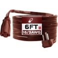 Brown Flat Plug Extension Cord 6 ft, Indoor Extension Cord, 16/3 SPT-3 ...