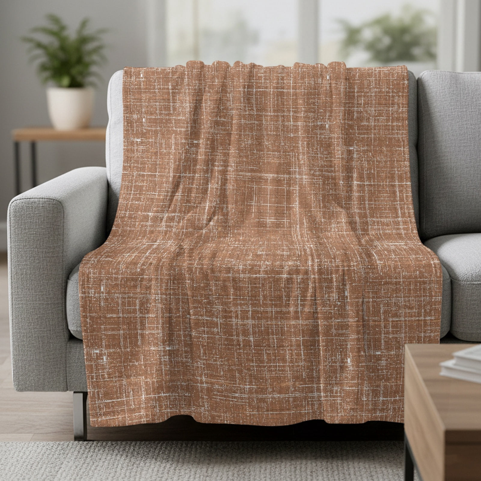 Brown Fleece Throw Blanket Abstract Modern Farmhouse Solid Color Ultra ...