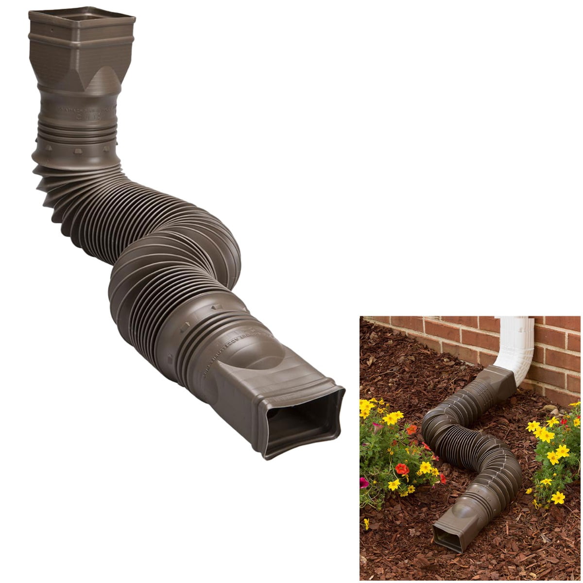 Amerimax Brown Flexible Downspout Extension Gutter Connector Rainwater ...