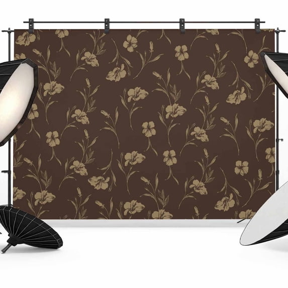 Brown Floral Backdrop for Photography, Fabric Photo Background Backdrop ...