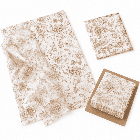 Brown Floral Gift Wrap Tissue Paper, 100 Count 14x20 Inch Bulk Pack for ...