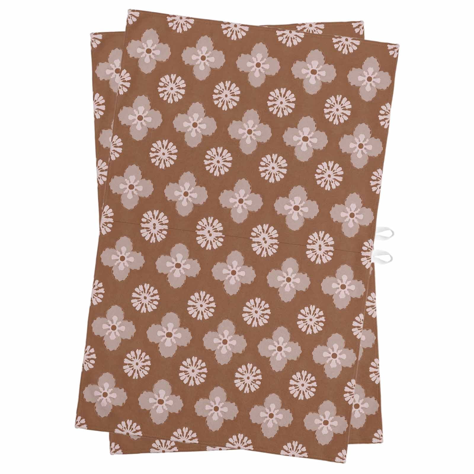 Brown Floral Kitchen Towels Set of 2, Water Absorbent Dish Towel ...
