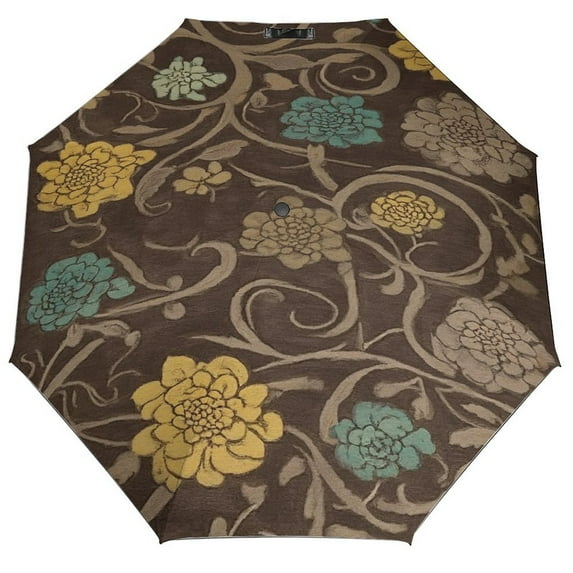 Brown Floral Patterned Rug Design Rain Umbrella Sun Protection Sun ...